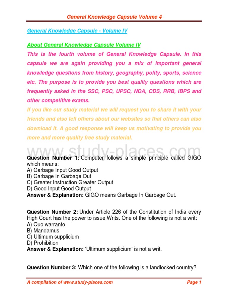 General Knowledge Capsule Vol. 4 | PDF | Radiation | Tide