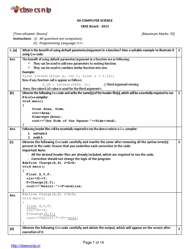 Previous Year Paper Solution PDF | PDF | Parameter (Computer ...