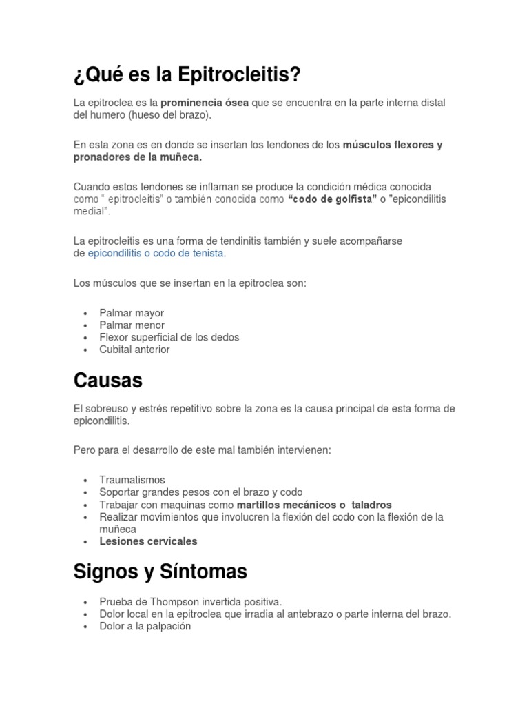 EPITROCLEITIS | PDF | Codo | Sistema musculoesquelético