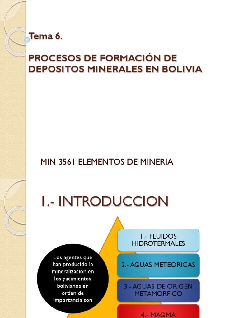 Tema 6 Procesos de Formacion de Depositos Minerales | PDF | Roca (geología) | Minerales