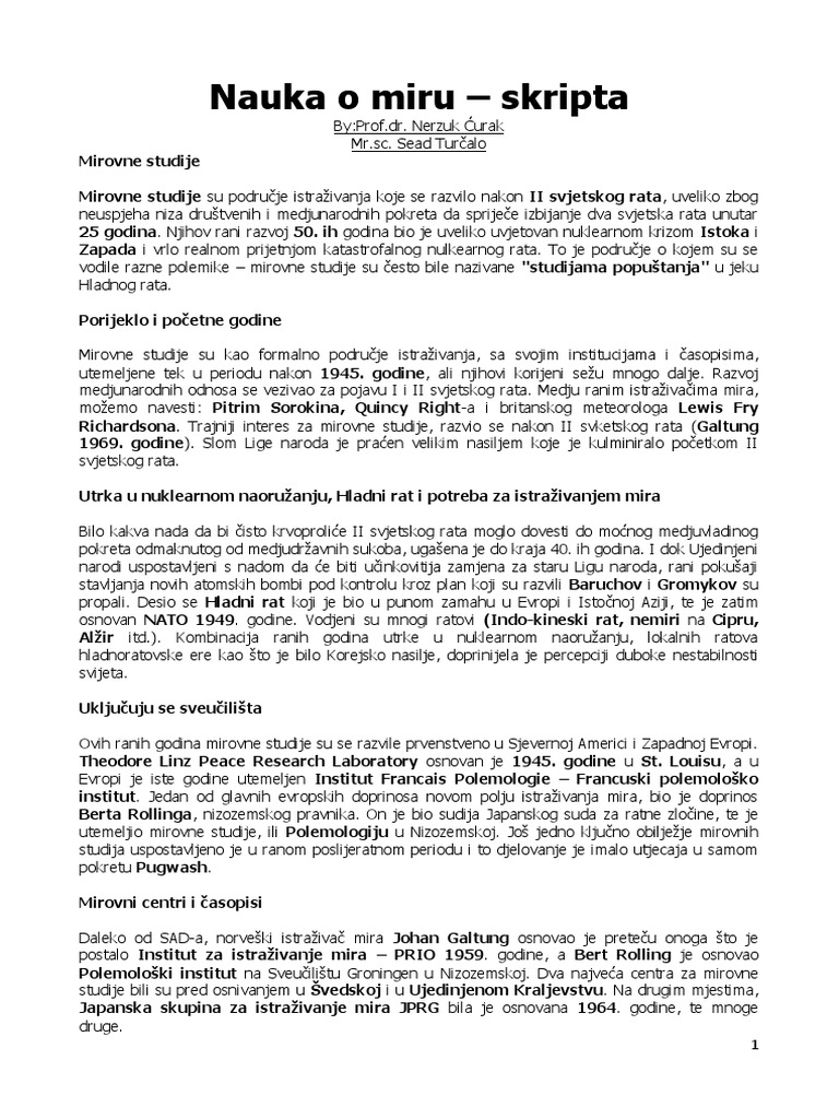 Nauka o Miru Skripta 5 PDF | PDF