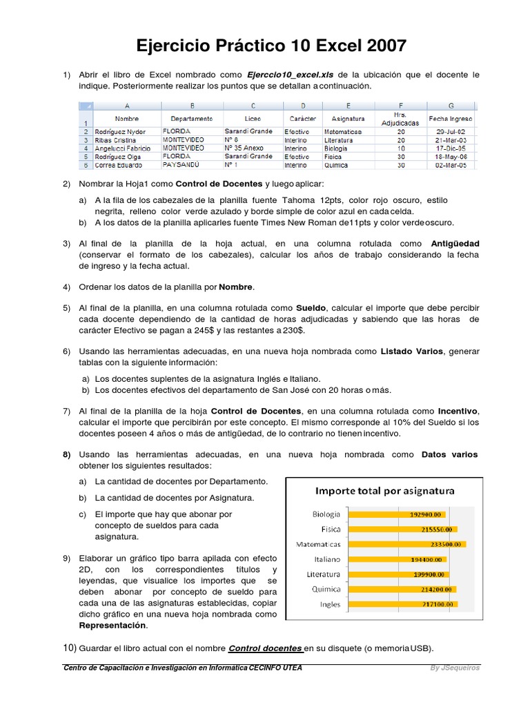 Ej Practico 10 Excel | PDF