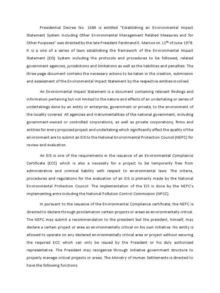 PD 1586 | PDF | Environmental Impact Assessment | Virtue