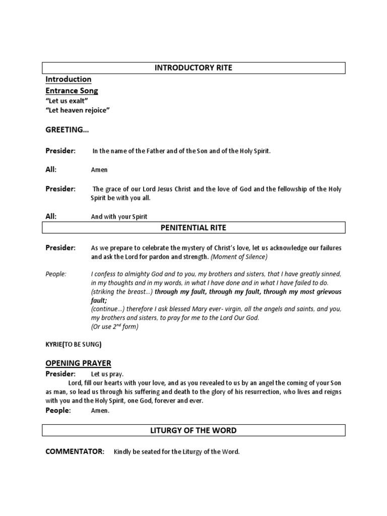 Flow of The Mass | PDF | God The Father | Mass (Liturgy)