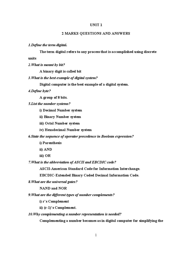 Digital Principles UNIT 1 Final | PDF | Binary Coded Decimal | Arithmetic