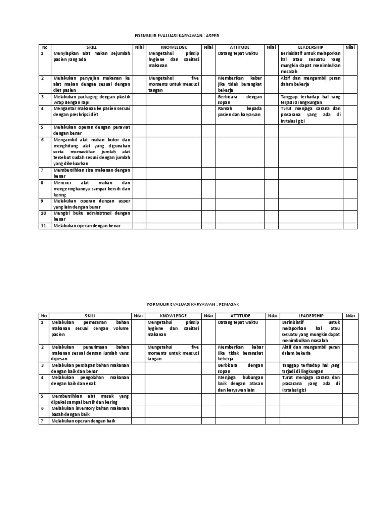 Formulir Evaluasi Karyawan | PDF