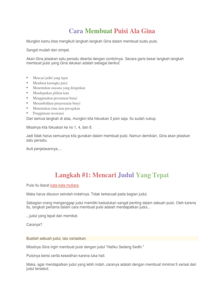 Cara Membuat Puisi | PDF