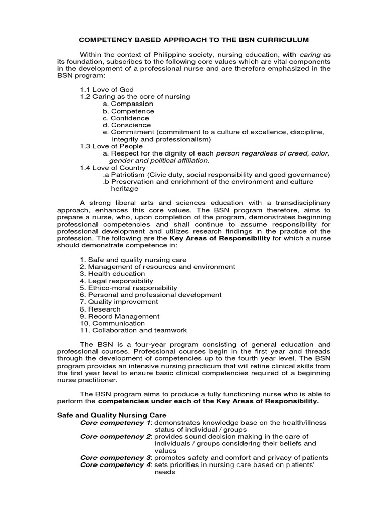 Core Competencies Under the 11 Key Areas of Responsibilities (1 ...