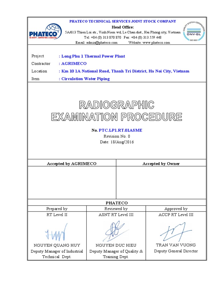 RT Procedure | PDF | Radiography | Nondestructive Testing