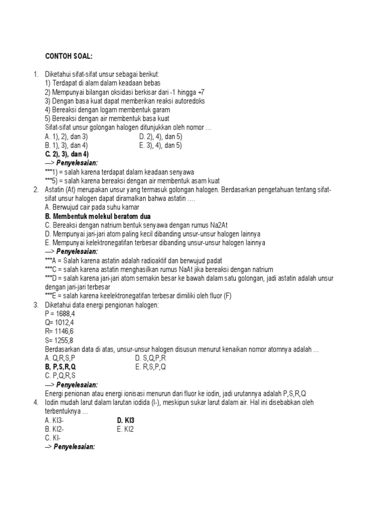 Contoh Soal Halogen | PDF