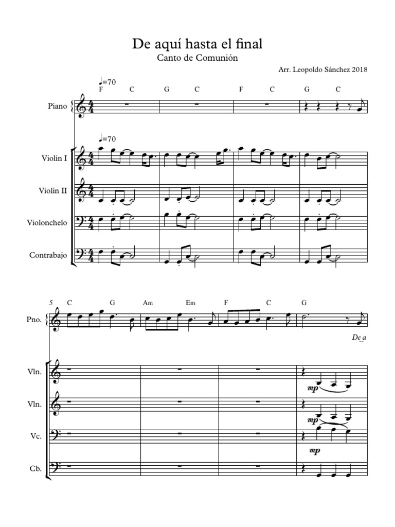 De Aqui Hasta El Final - Partitura Completa