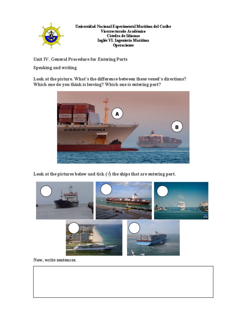 Unit IV. General Procedure of Preparing Ships For Entering Ports ...