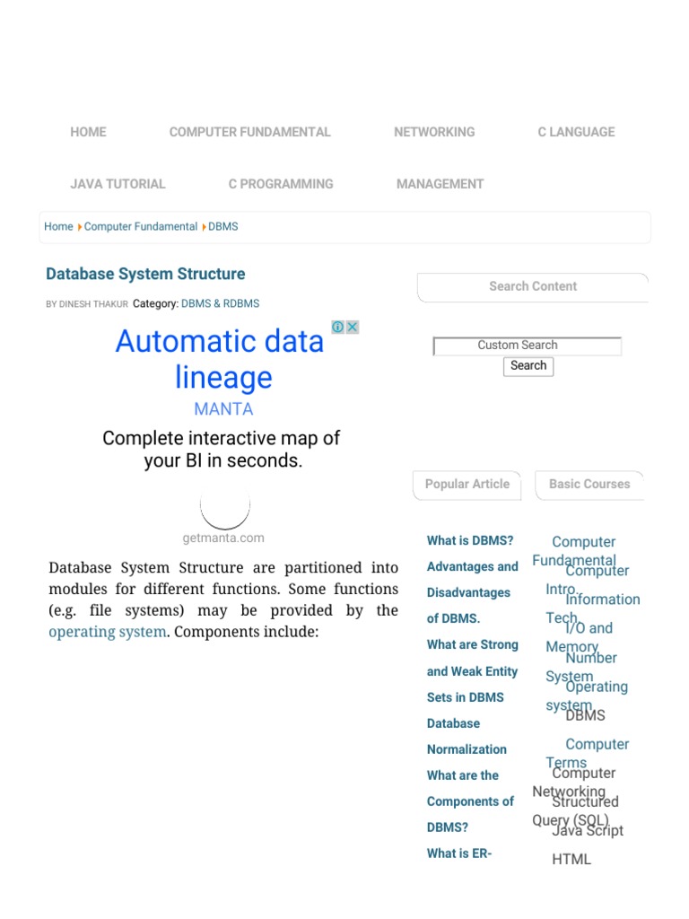 Database System Structure: An Overview Of The Key Components And Their 