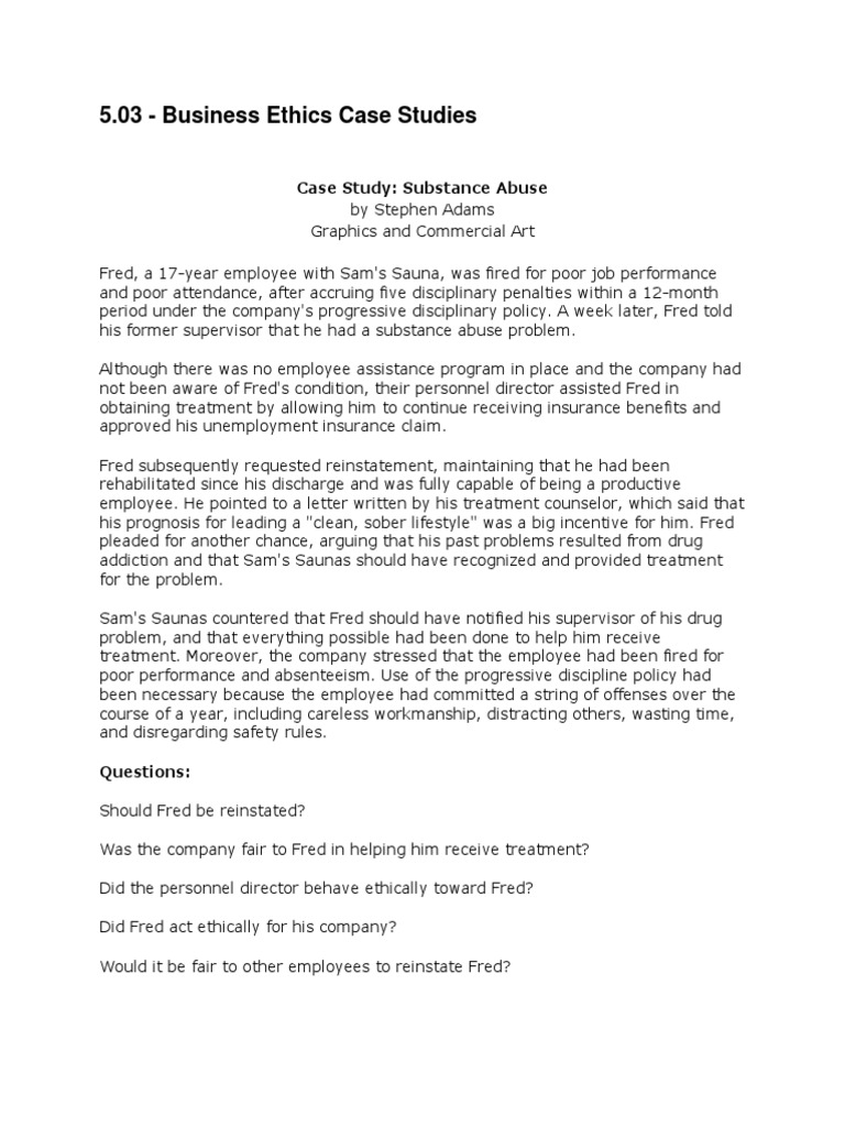 5.03E Ethics Case Study Substance Abuse | PDF