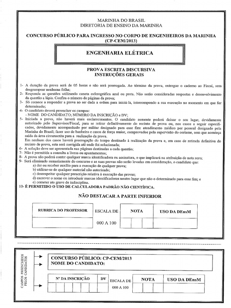 Cp-Cem-Eng. Eletrica - Discursiva - 2013 PDF | PDF