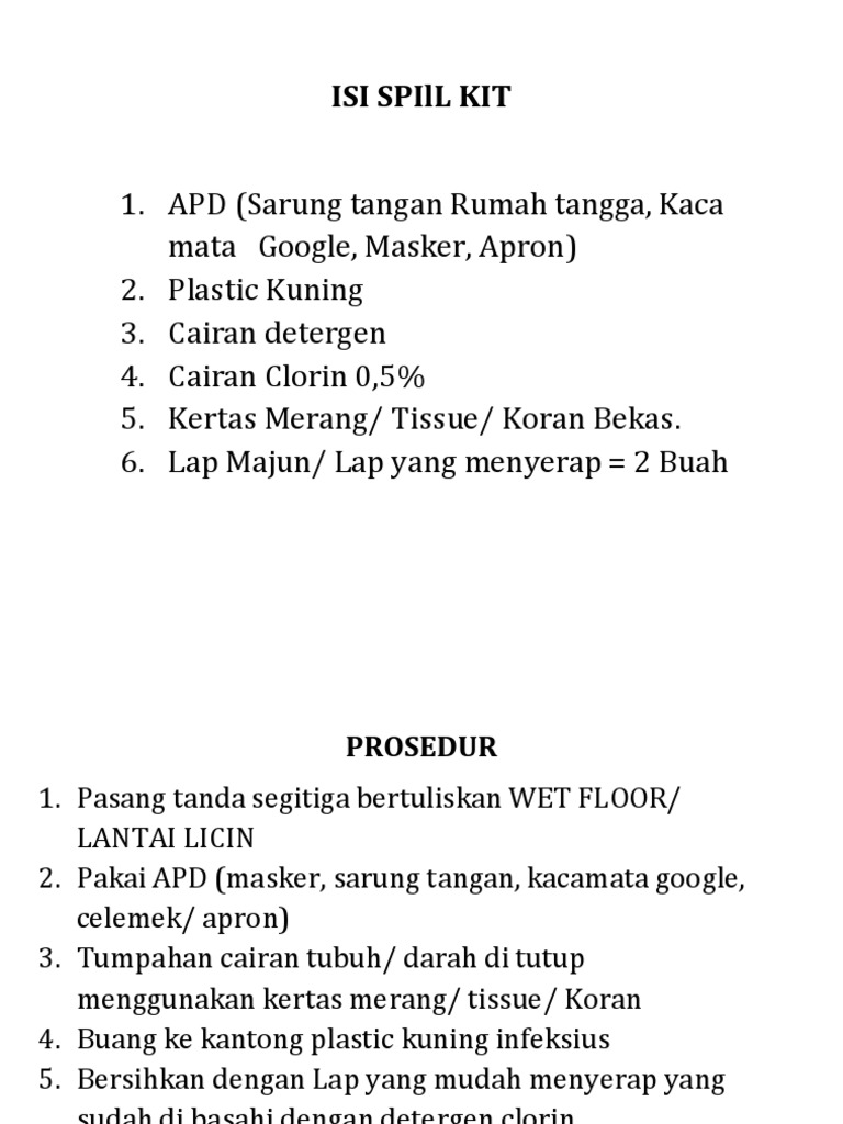 ISI SPIlL KIT | PDF