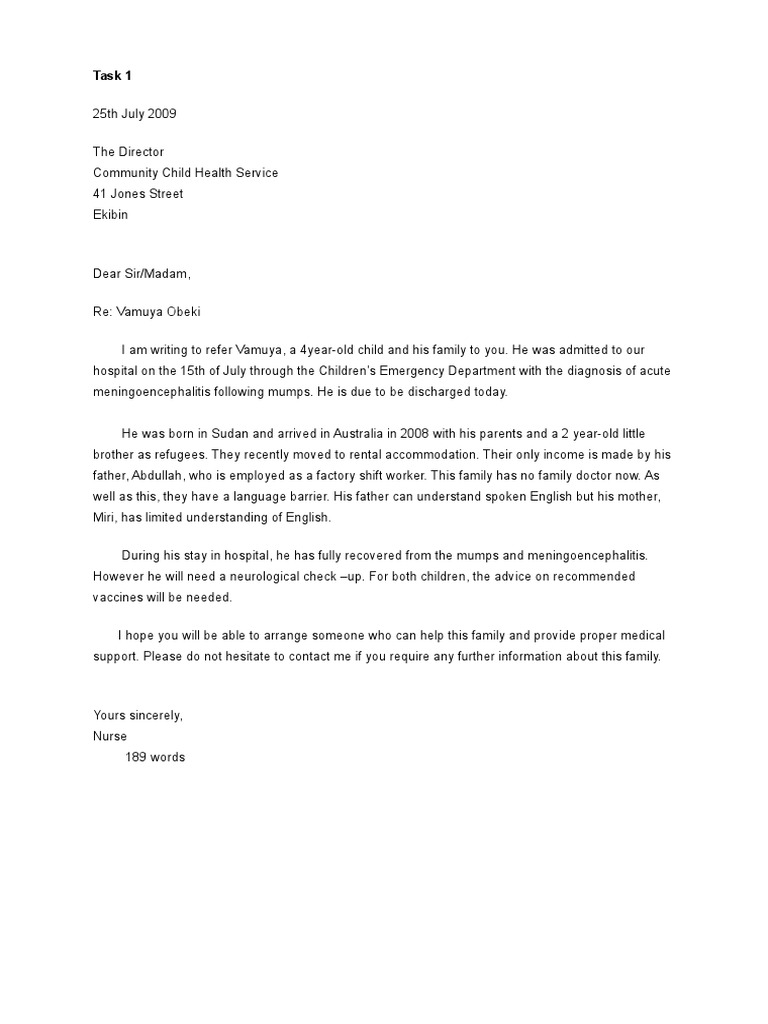 OET Writing Samples for Healthcare Referrals | PDF | Emergency ...