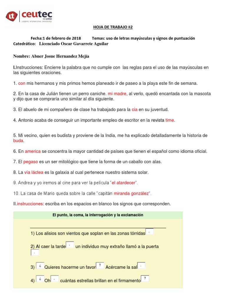 Uso Correcto de Mayúsculas y Puntuación | PDF