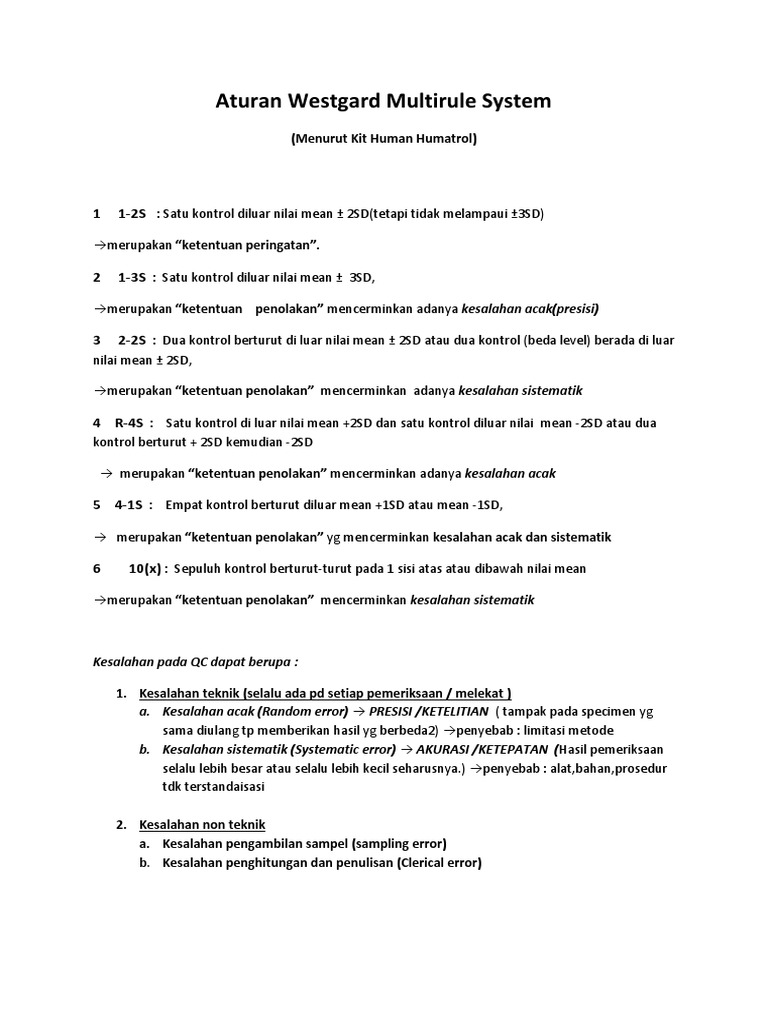 Aturan Westgard Multirule System | PDF | Sains & Matematika