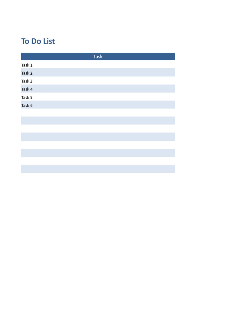 To Do List: Task 1 Task 2 Task 3 Task 4 Task 5 Task 6 | PDF