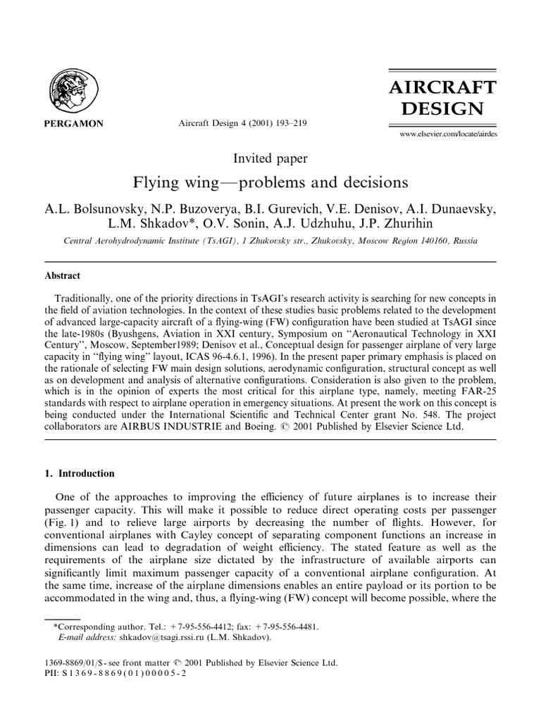Preview of Flying Wing Problems and Decisions | PDF | Airplane | Aircraft