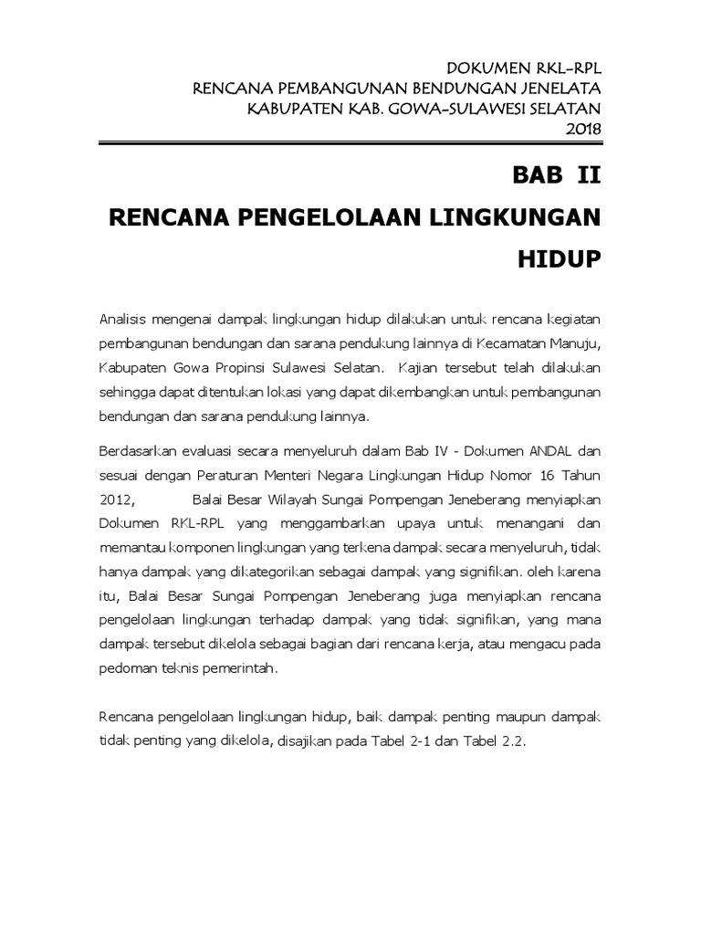 05 - Bab II Rencana Pengelolaan Lingkungan Hidup | PDF