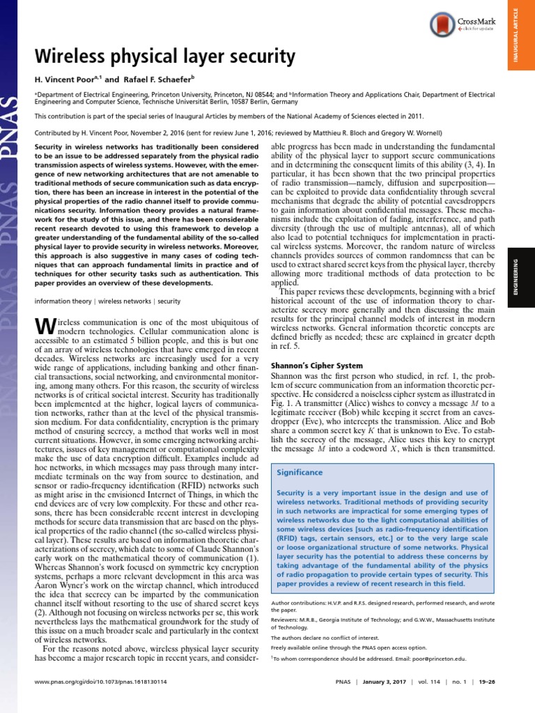 Wireless Physical Layer Security Pdf Mimo Wireless