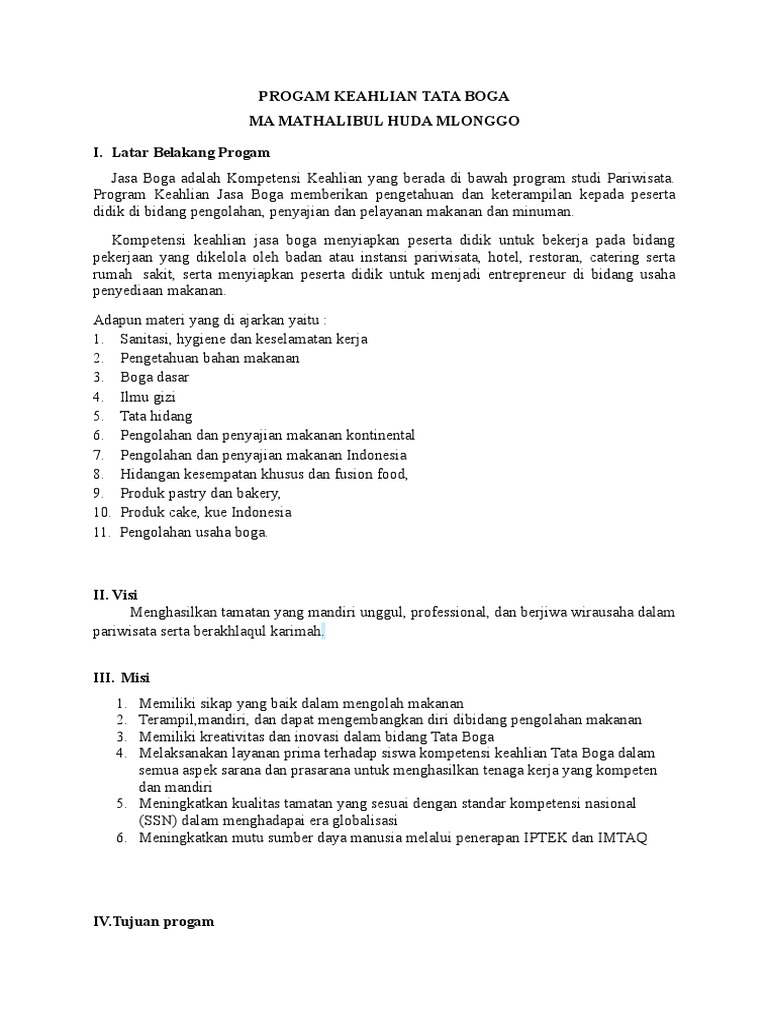 Program Tata Boga Malida | PDF