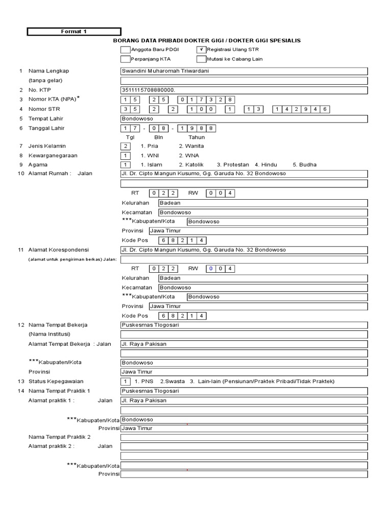 Borang STR Form 1 | PDF