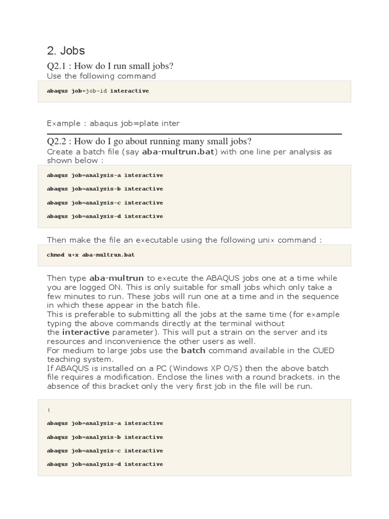 Abaqus Jobs | PDF | Subroutine | Computer File