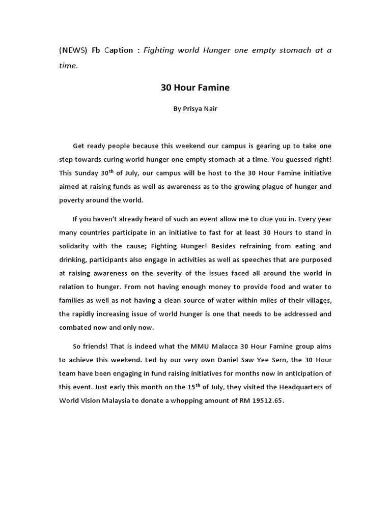 30 Hour Famine | PDF