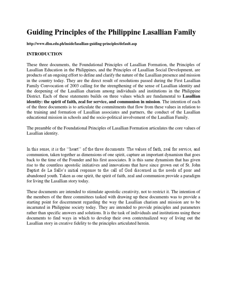 Guiding the Lasallian Family: Core Principles of Faith, Service, and ...