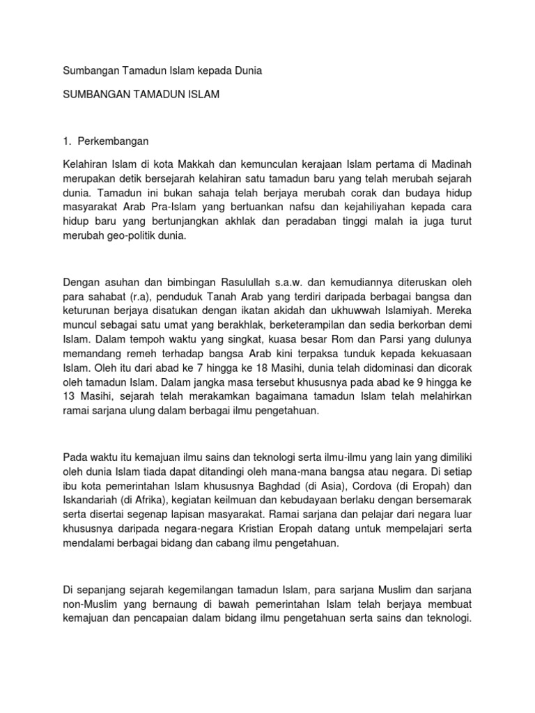 Titas Sumbangan Tamadun Islam Kepada Dunia | PDF Titas Sumbangan Tamadun Islam Kepada Dunia | PDF