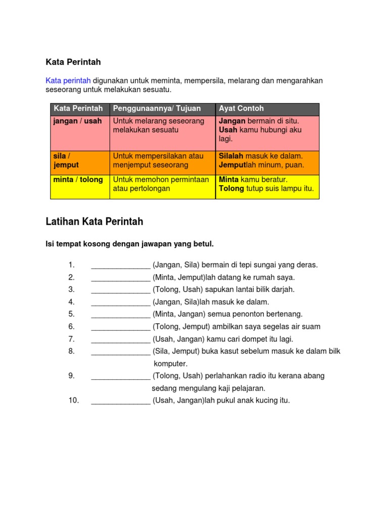 Panduan Kata Perintah Lengkap | PDF