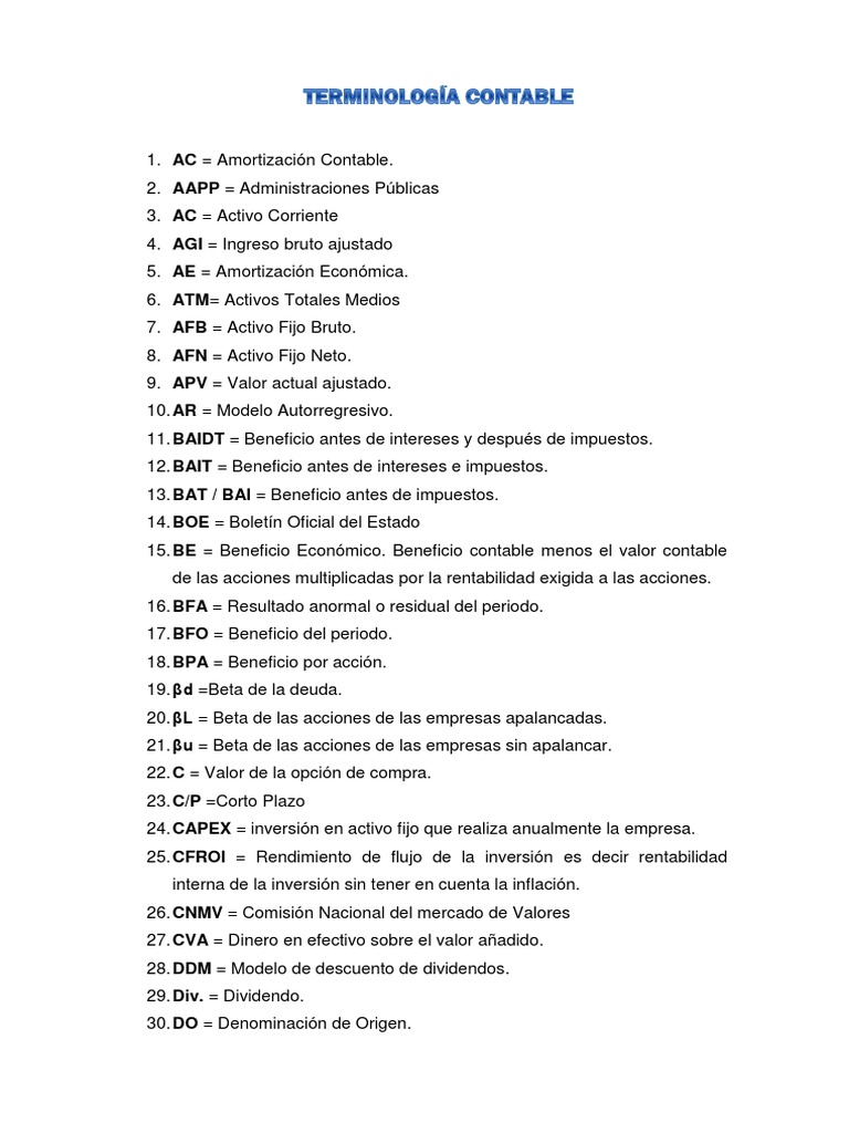 Terminologia Contable | PDF | Compartir (Finanzas) | Beneficio (economía)