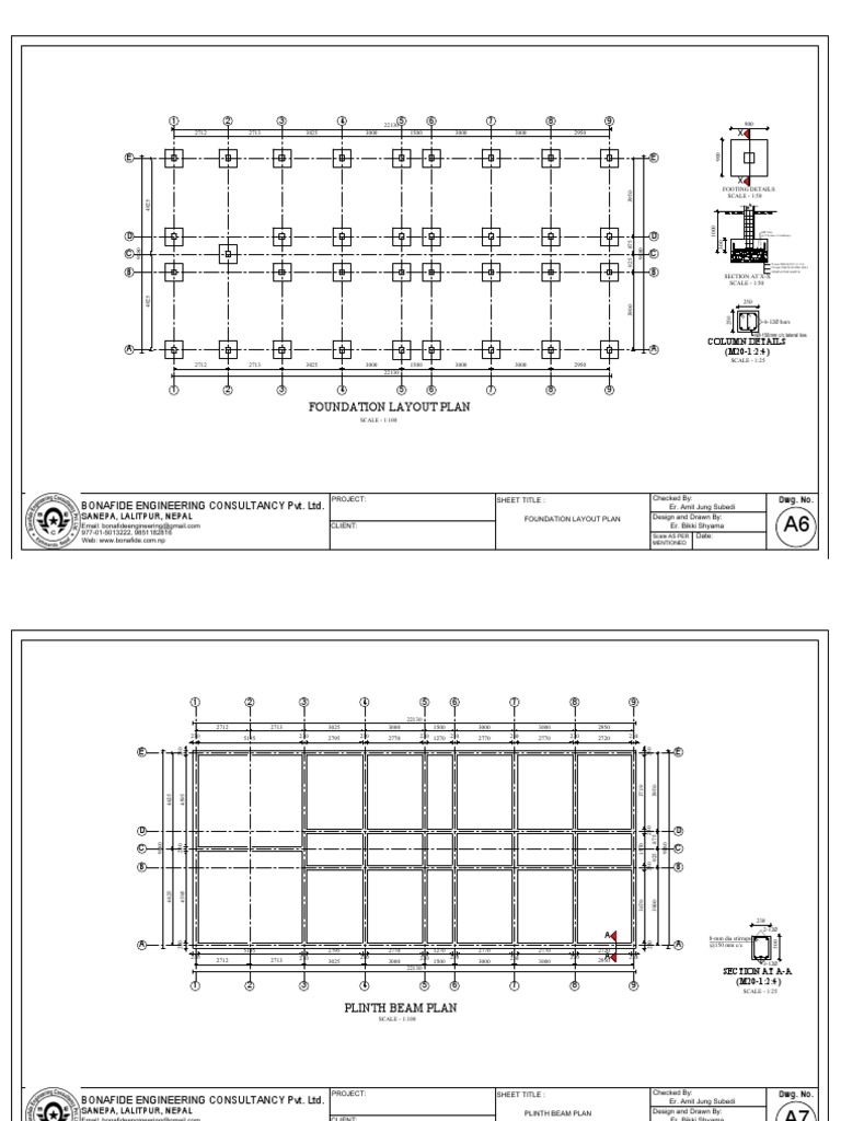 Foundation Layout Plan: Bonafide Engineering Consultancy Pvt. LTD | PDF