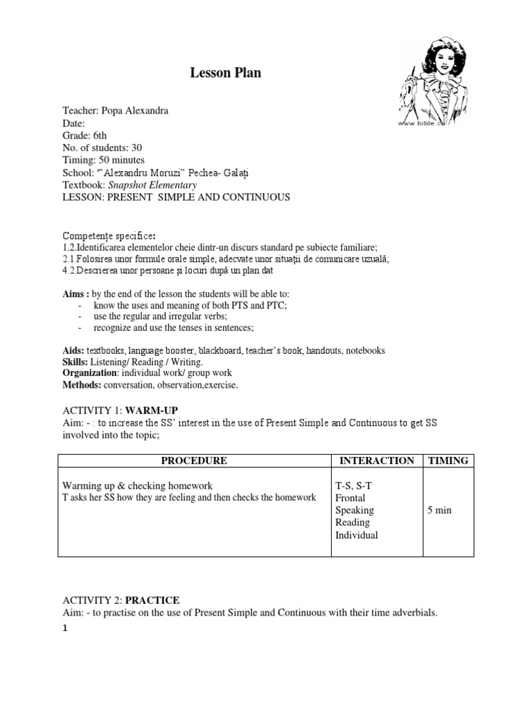 Grade 6 Lesson Plan: Present Tenses | PDF | Lesson Plan | Linguistics