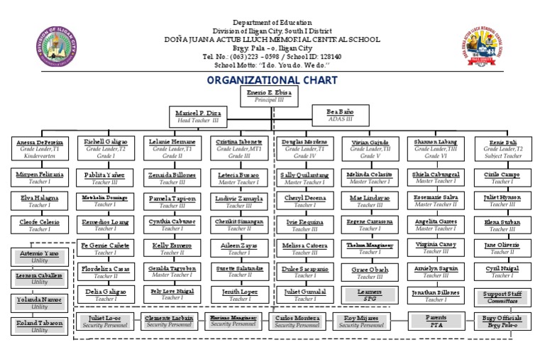 Organizational Chart (Dona Juana A. Lluch Memorial Central School) | PDF