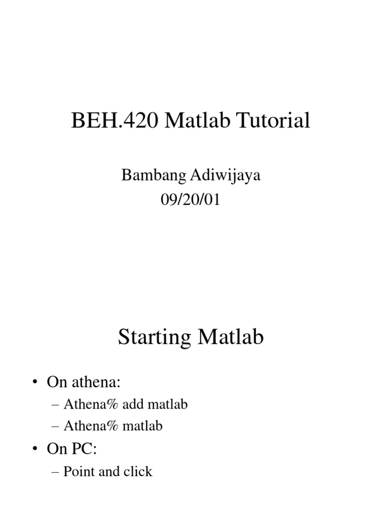 BEH.420 Matlab Tutorial | PDF | Matlab | Matrix (Mathematics)