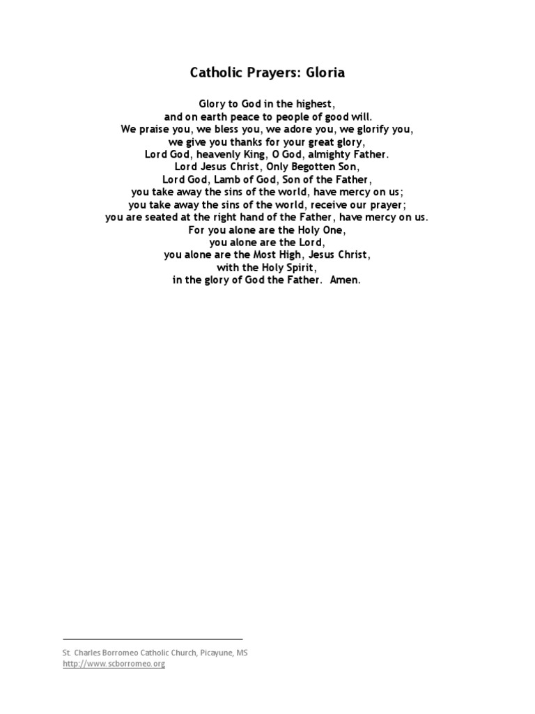 Gloria Prayer Text for Mass | PDF