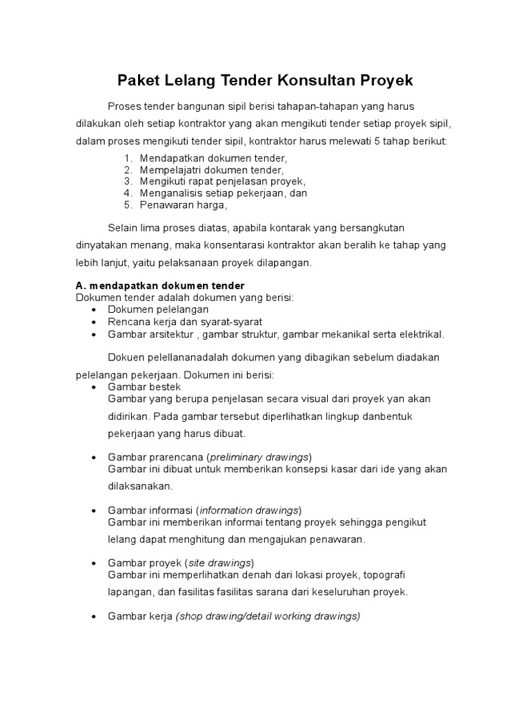 Proses Tender Proyek Konstruksi Pemerintah | PDF