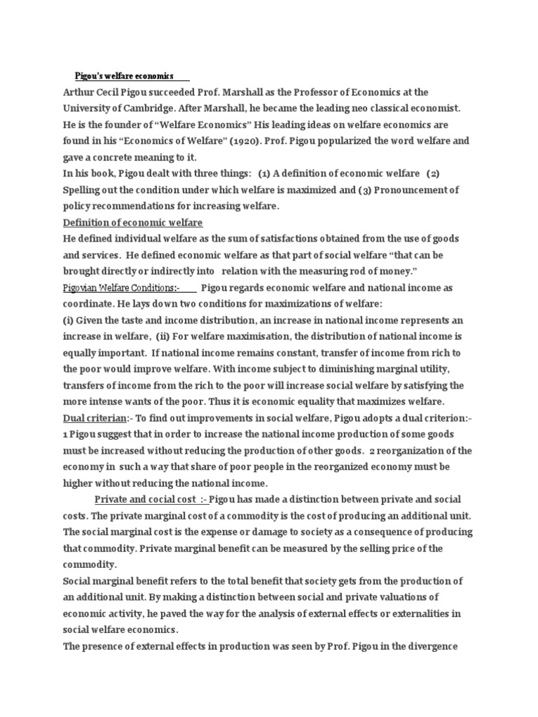 Pigou | PDF | Welfare Economics | Utility