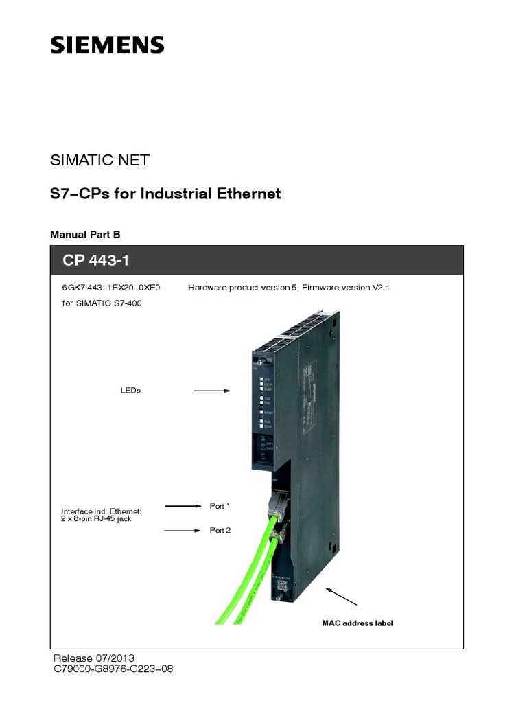 Simatic Net: S7 Cps For Industrial Ethernet | PDF | Ip Address | Communications Protocols