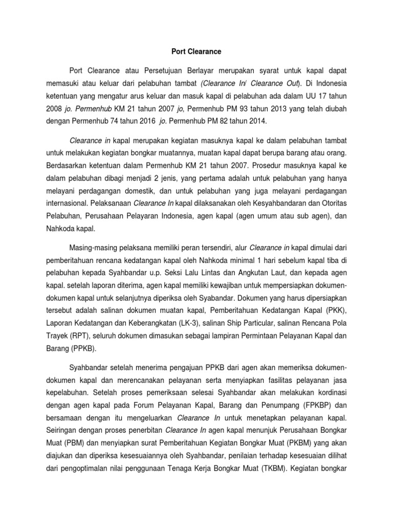 Port Clearance | PDF