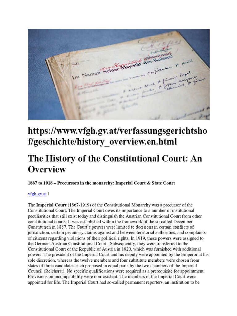 History of Austria's Constitutional Court from 1867 | PDF | Federal ...