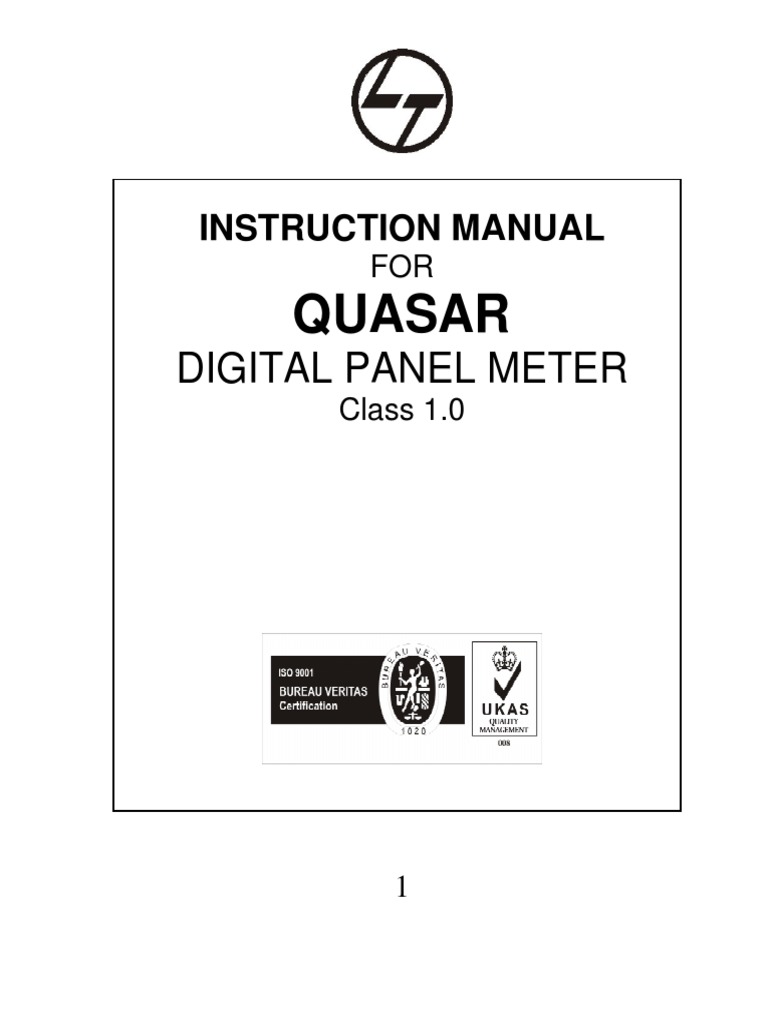 Instruction Manual for the QUASAR Digital Panel Meter: A Comprehensive ...