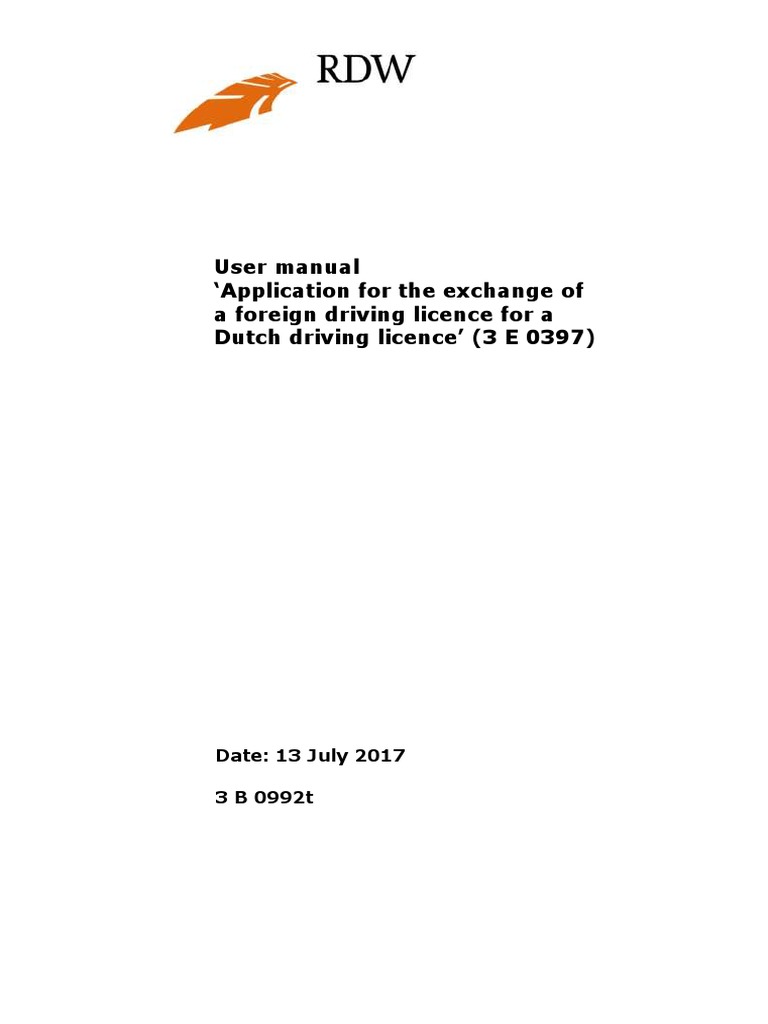 Instructions Applying For The Exchange of A Driving Licence For A New ...