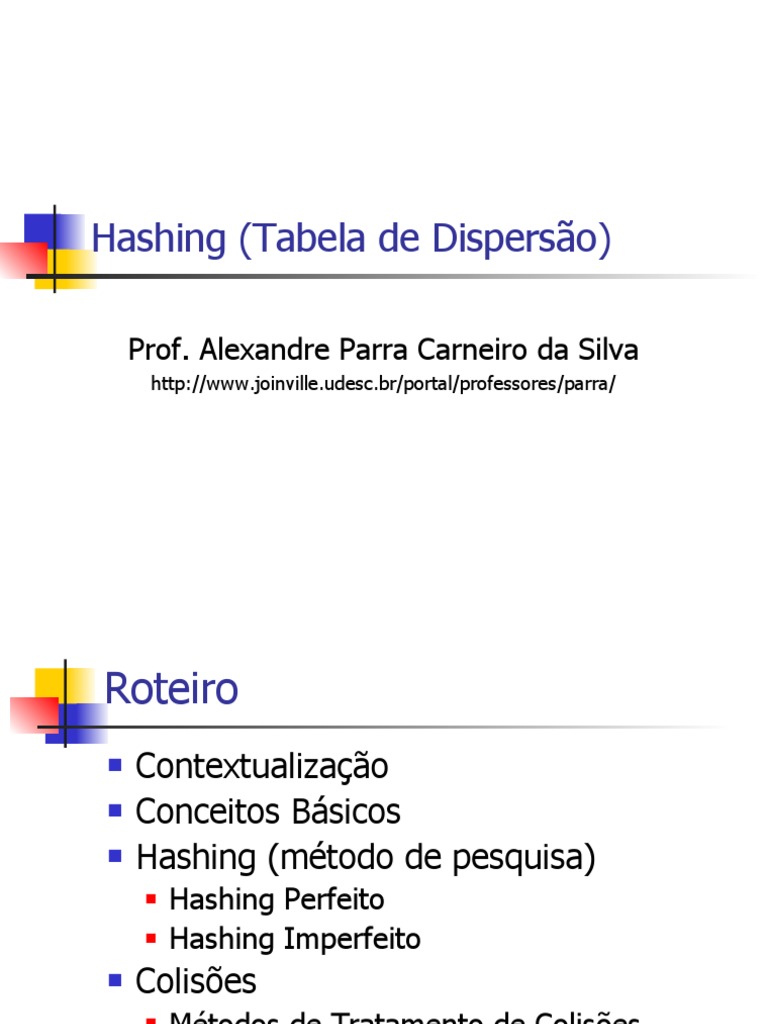 Estrutura de Dados - Tabelas Hash | PDF | Algoritmos e estruturas de ...
