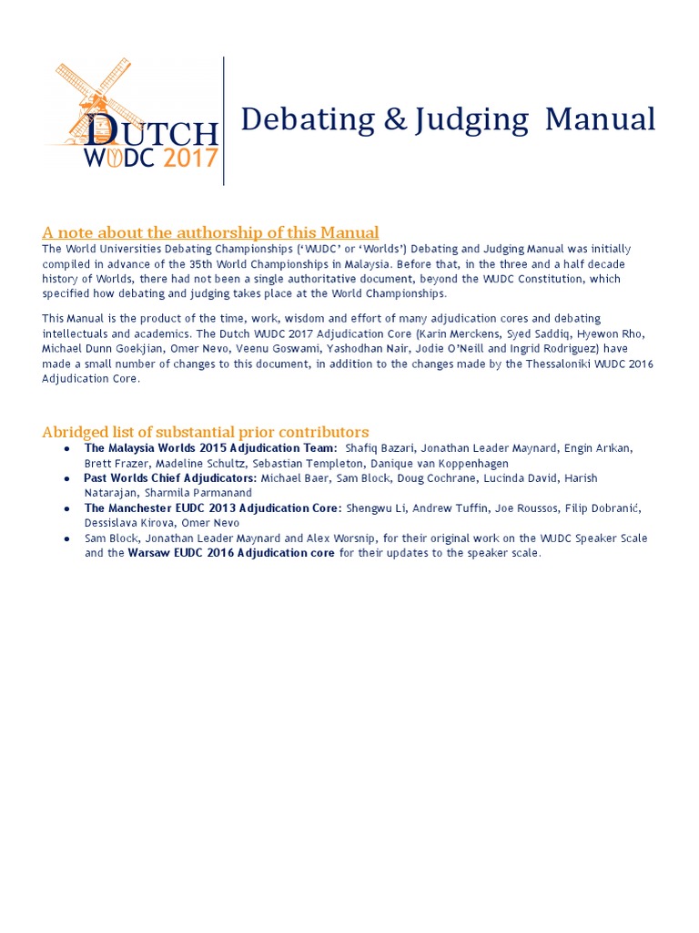 WUDC Debating & Judging Guide | PDF | Argument | Reason