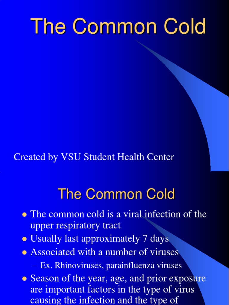 The Common Cold: Created by VSU Student Health Center | PDF